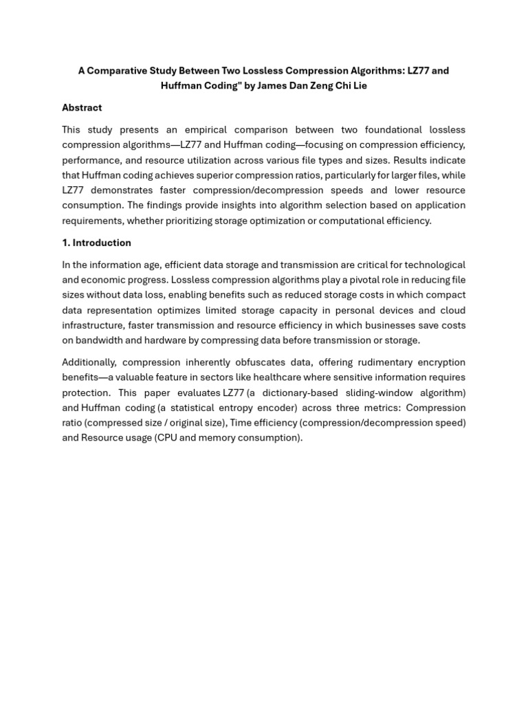A Comparative Study Between Two Lossless Compression Algorithms-James-Edited | PDF | Data ...