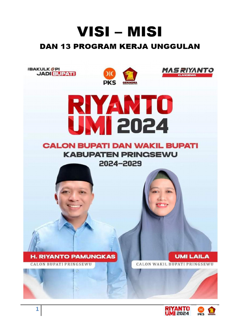 Visi Misi Paslon Riyanto - Umi (1) | PDF