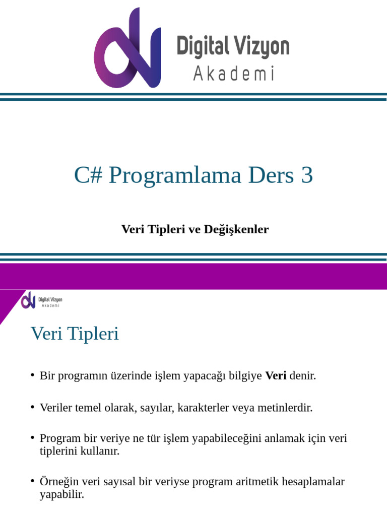 Veri Tipleri Ve Değişkenler | PDF