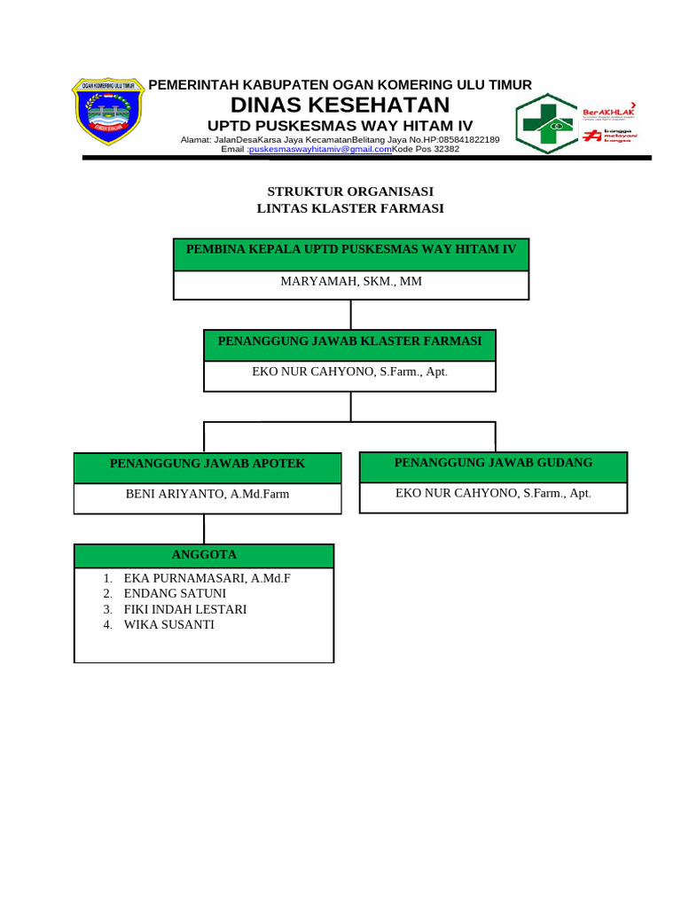 Struktur Organisasi Lintas Klaster Farmasi | PDF
