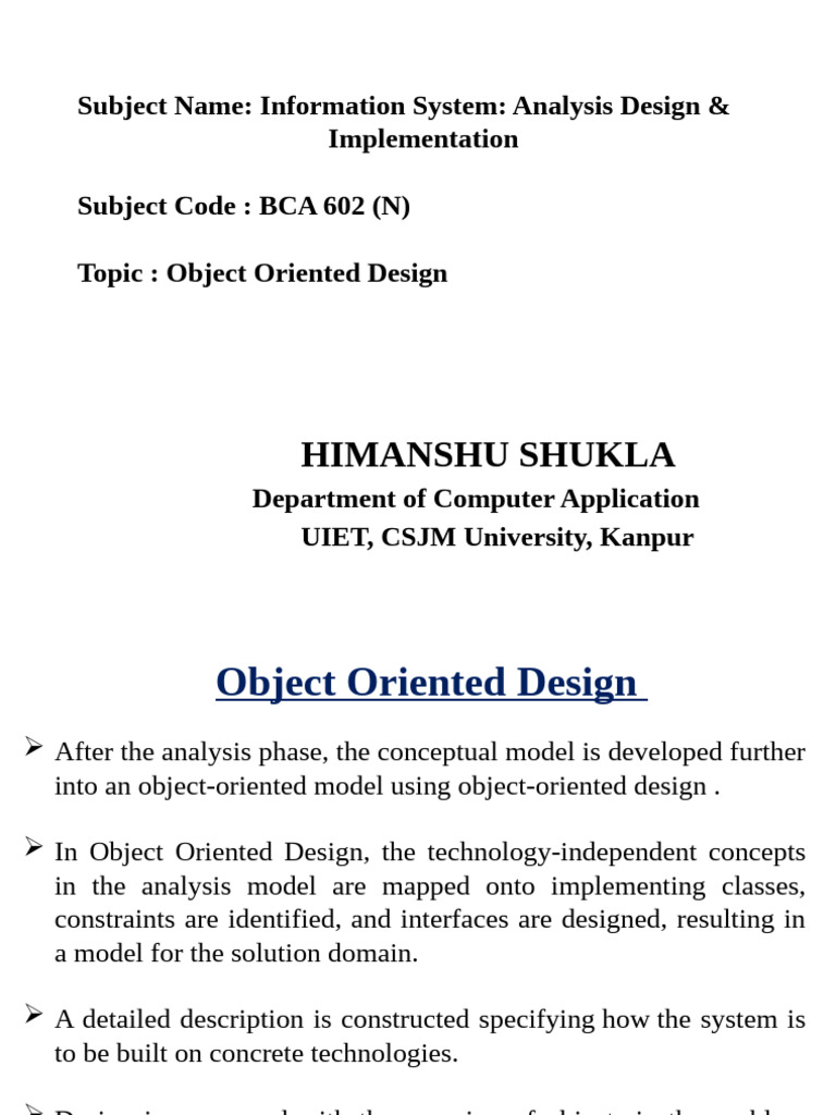 Object Oriented Design | PDF | Class (Computer Programming) | Conceptual Model