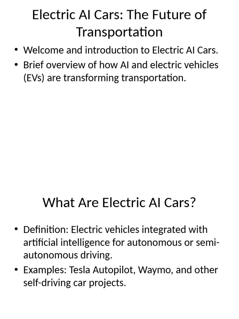 Electric AI Cars Presentation | PDF