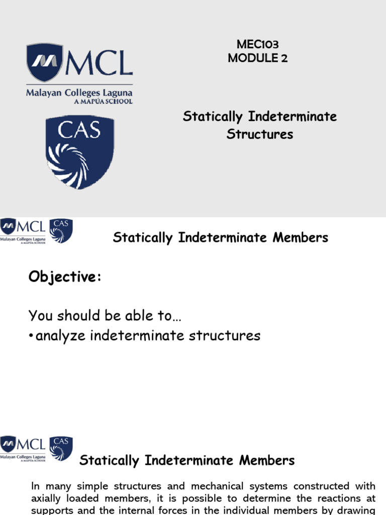 6 MEC103 MOdule 2 Statically Indeterminate Structures | PDF ...