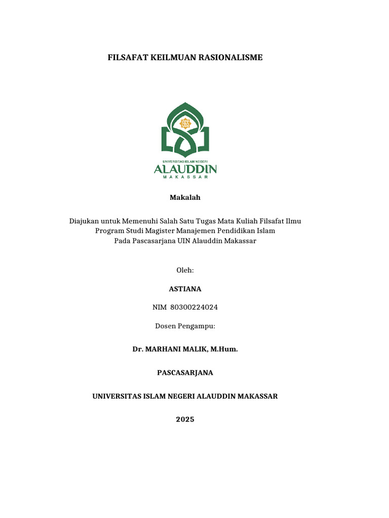 ASTIANA-Filsafat Rasionalisme | PDF