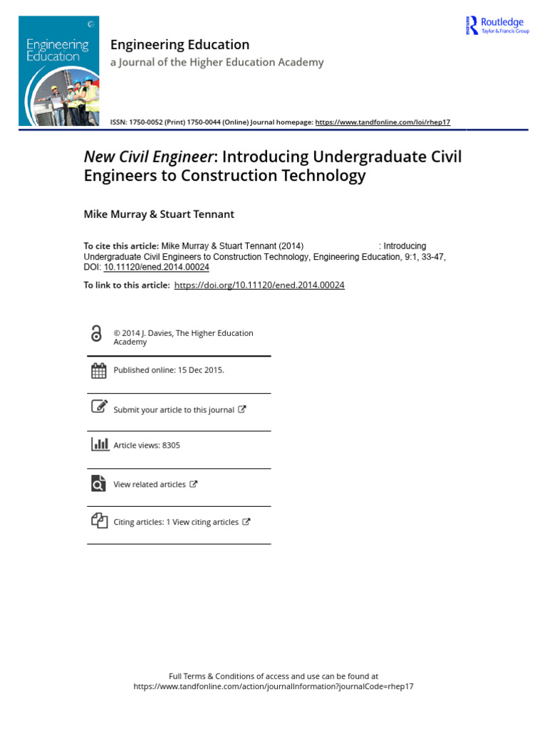 New Civil Engineer Introducing Undergraduate Civil Engineers To Construction Technology | PDF ...