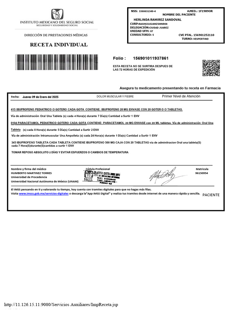 Receta Imss 24 Nov Infeccion - 122955 | PDF | Farmacia | Farmacología