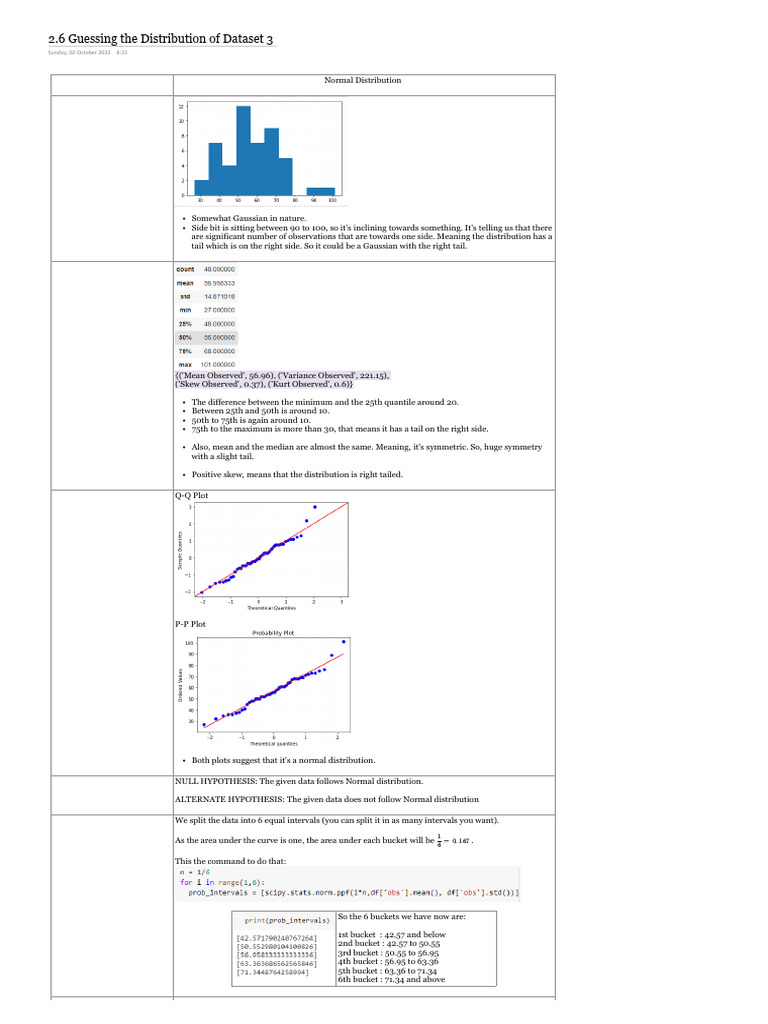 2.6 Guessing The Distribution of Dataset 3 | PDF | Normal Distribution ...
