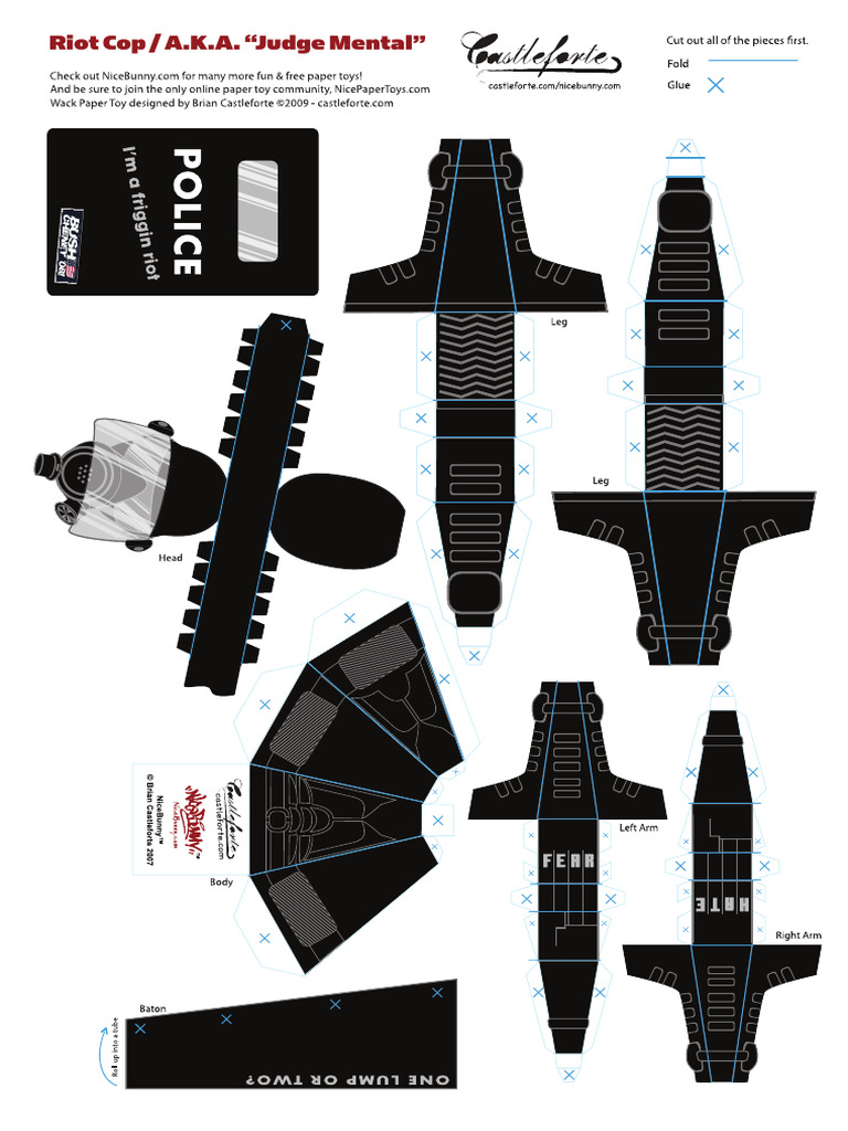 Blog Paper Toy Papertoy Riot Cop Template | PDF