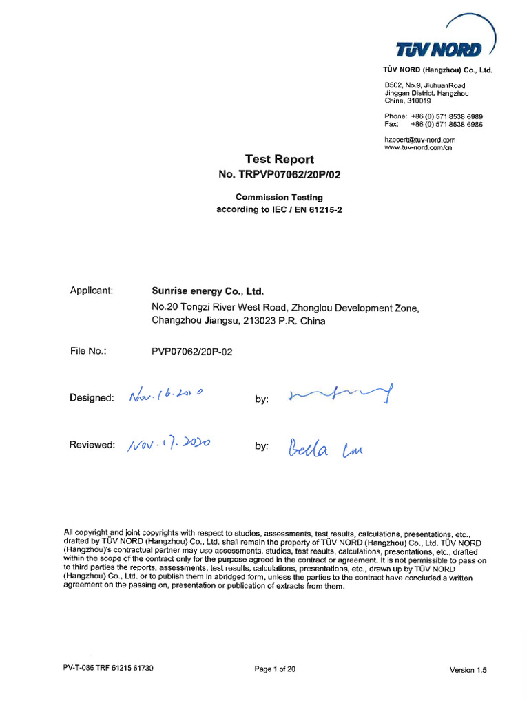 IEC 61215-2 Test Report for SR-M672430HLP | PDF | Photovoltaics | Solar ...