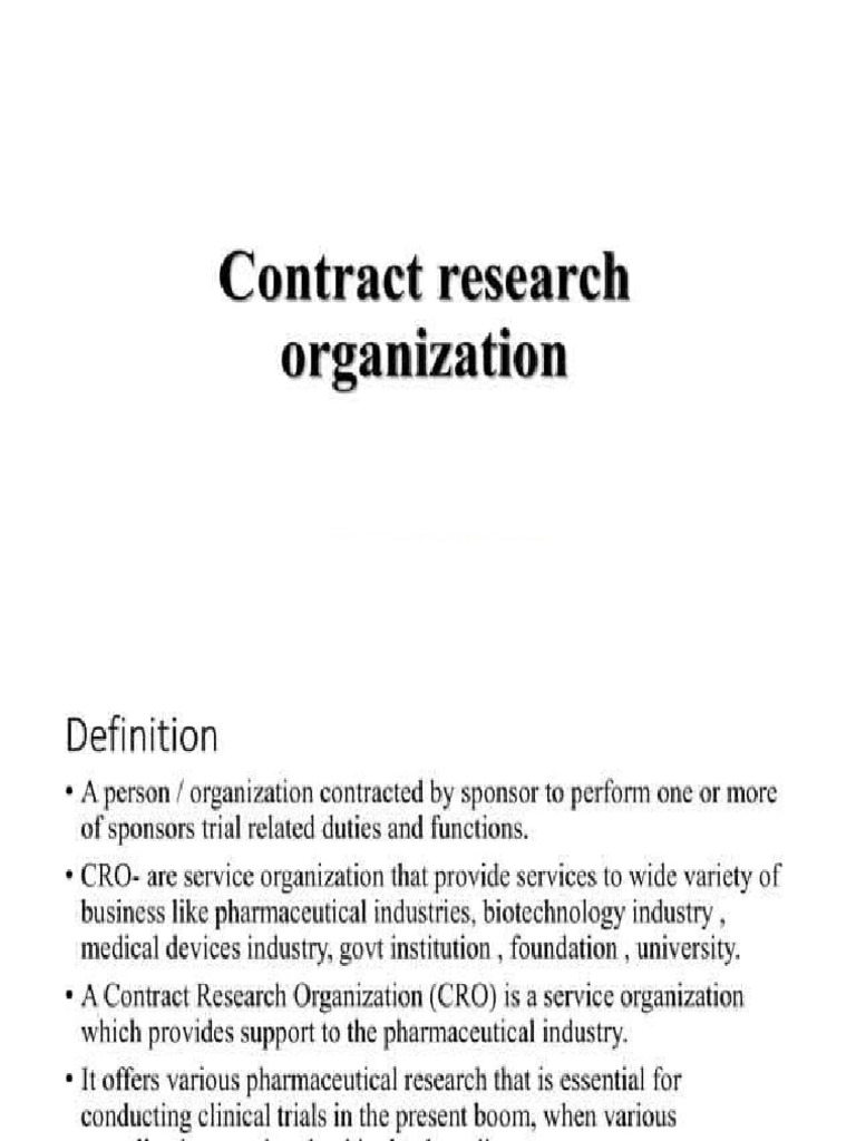 Contract Research Organisation Cro | PDF