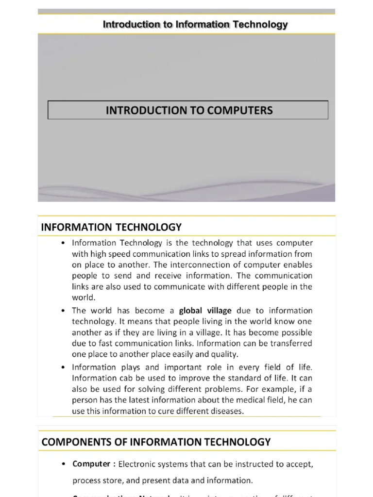 Lesson 1 - Introduction To Information Technology | PDF