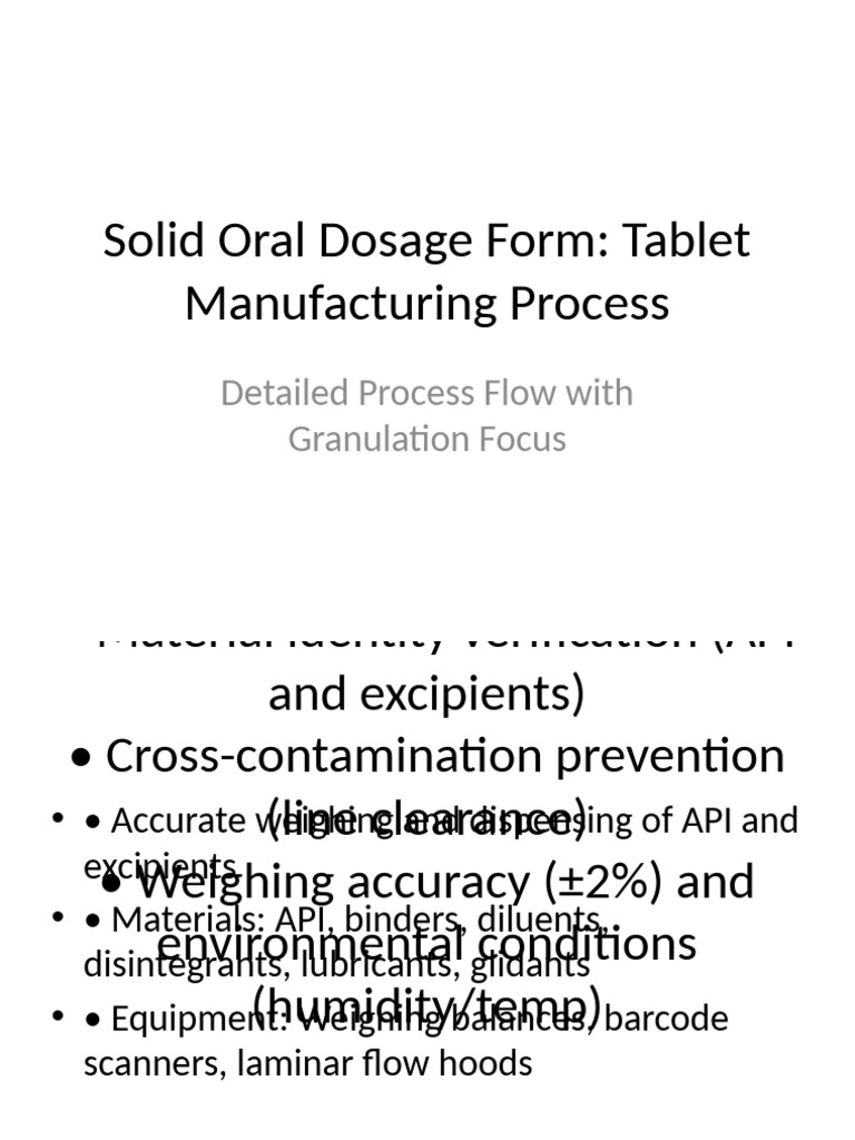 Solid Oral Dosage Form Process Updated | PDF | Materials | Industrial ...