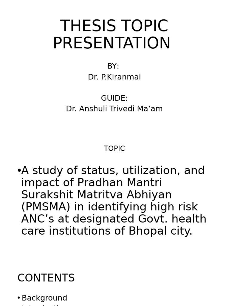 THESIS TOPIC presentation - kiran | PDF | Health Care | Health Sciences