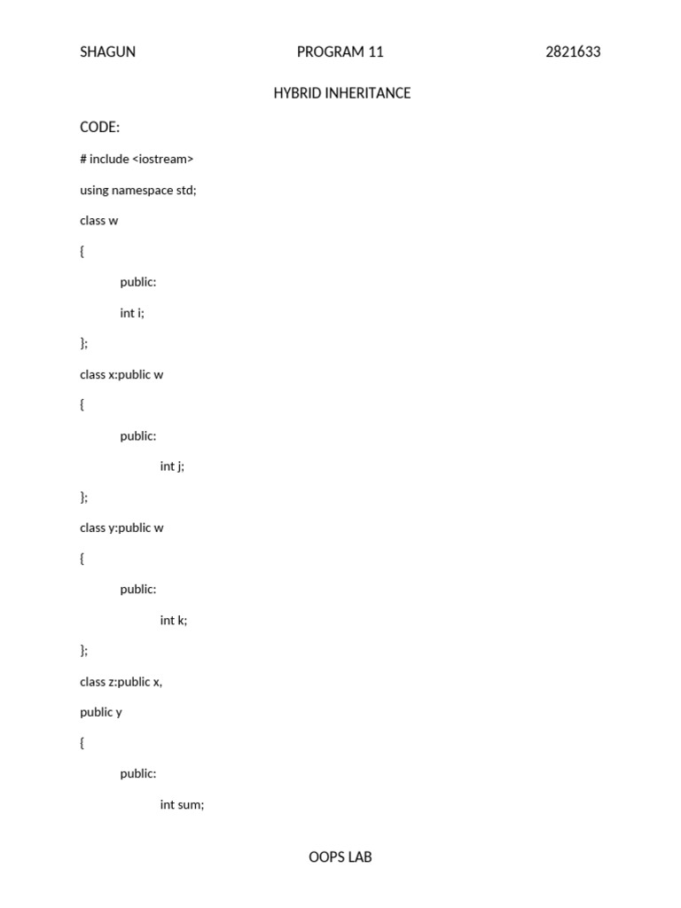 HYBRID INHERITANCE | PDF