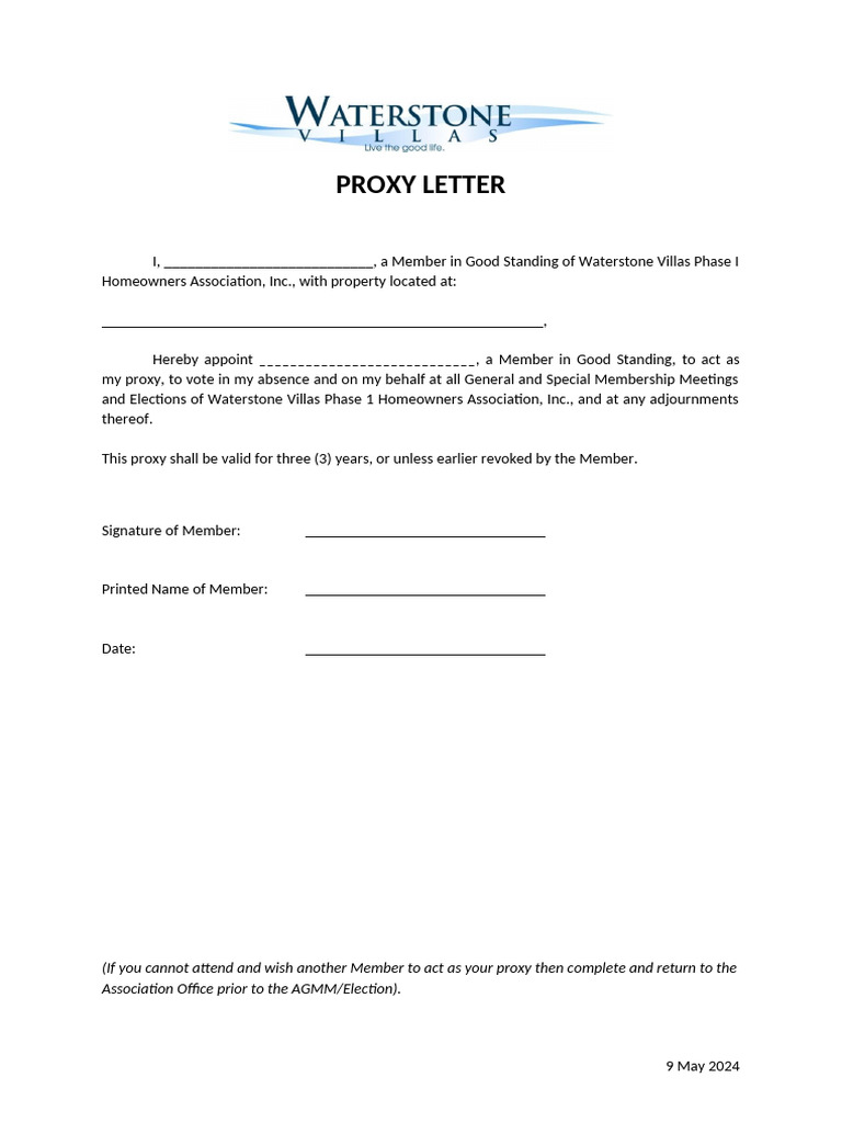 Proxy Letter | PDF