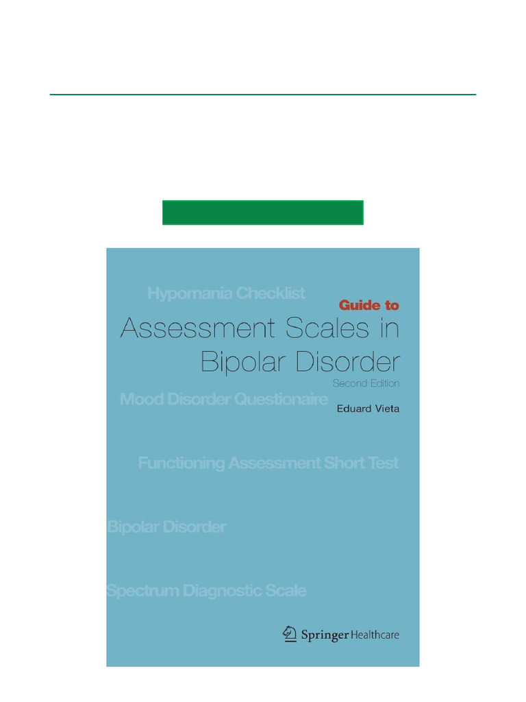 Guide To Assessment Scales in Bipolar Disorder Second Edition 2nd ...