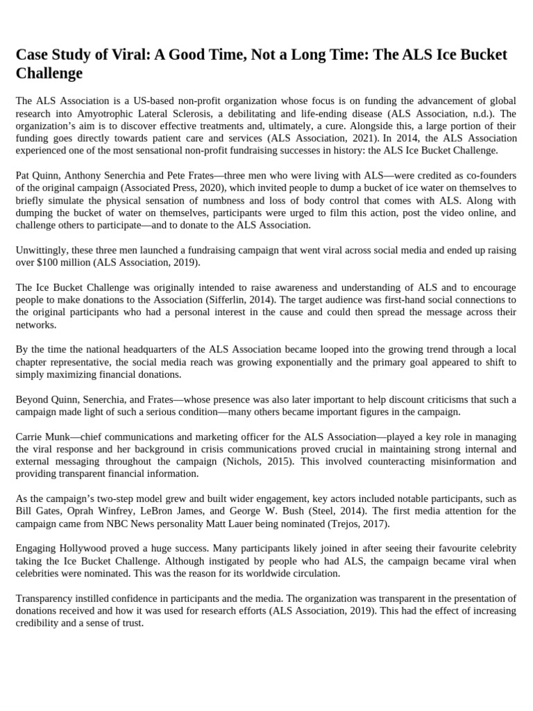 ALS Ice Bucket Challenge Case Study | PDF