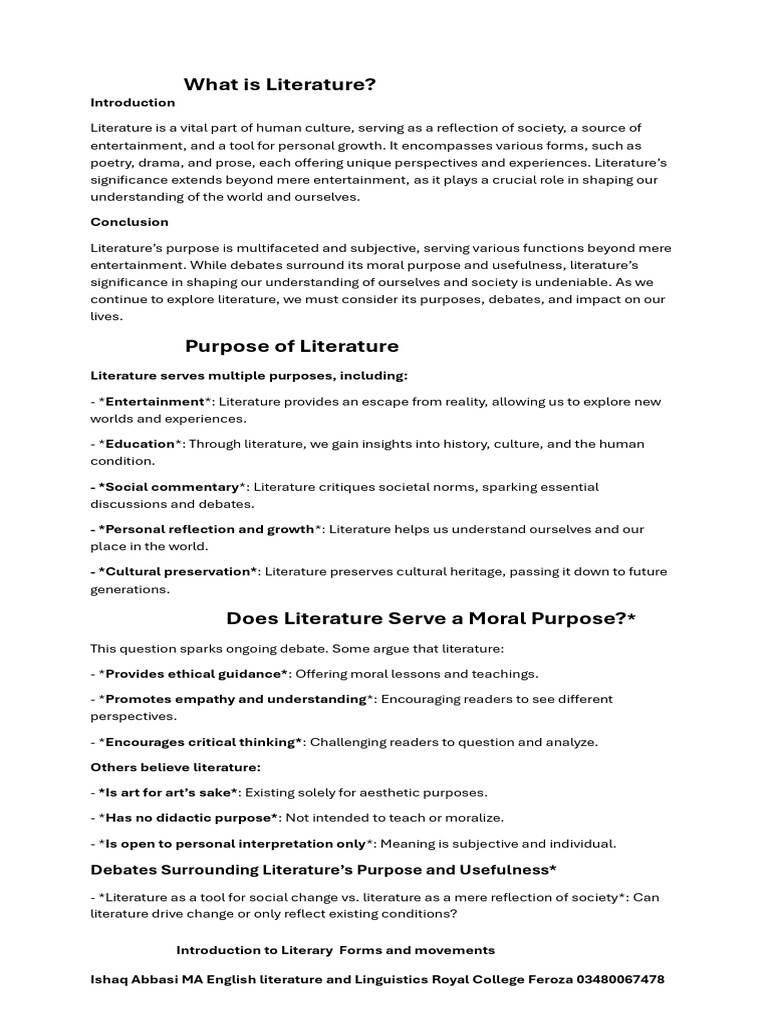 Introduction to Literary Movements | PDF | Poetry | Metre (Poetry)