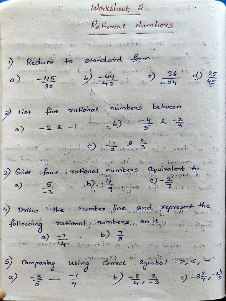 Worksheet - Rational Numbers | PDF