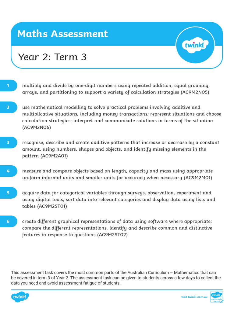 Year 2 Term 3 Maths Assessment | PDF | Mathematics | Data