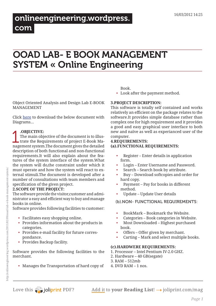 Ooad Lab e Book Management System Online Engineering | PDF | Unified ...