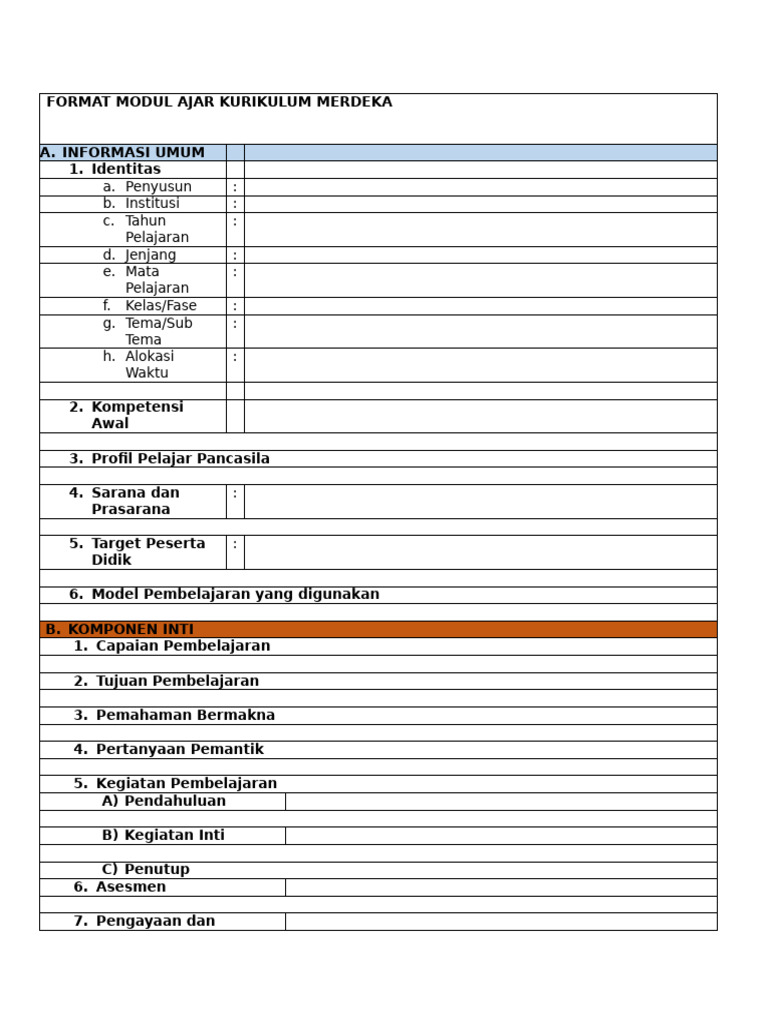 Format Modul Ajar | PDF