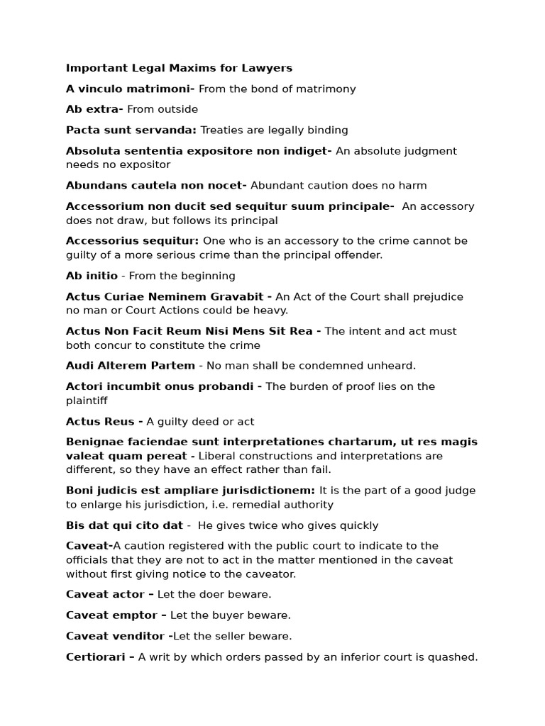 Important Legal Maxims for Lawyers | PDF | Mens Rea | Burden Of Proof (Law)