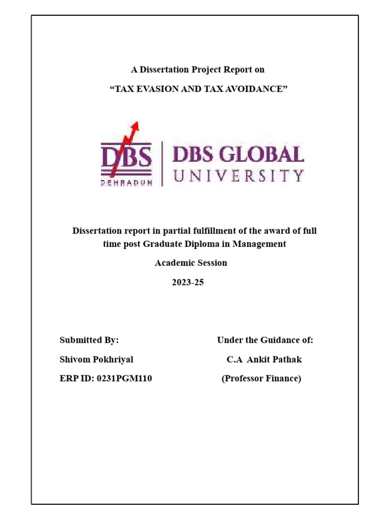 Shivom 0231pgm110 Desertation | PDF | Taxes | Tax Avoidance