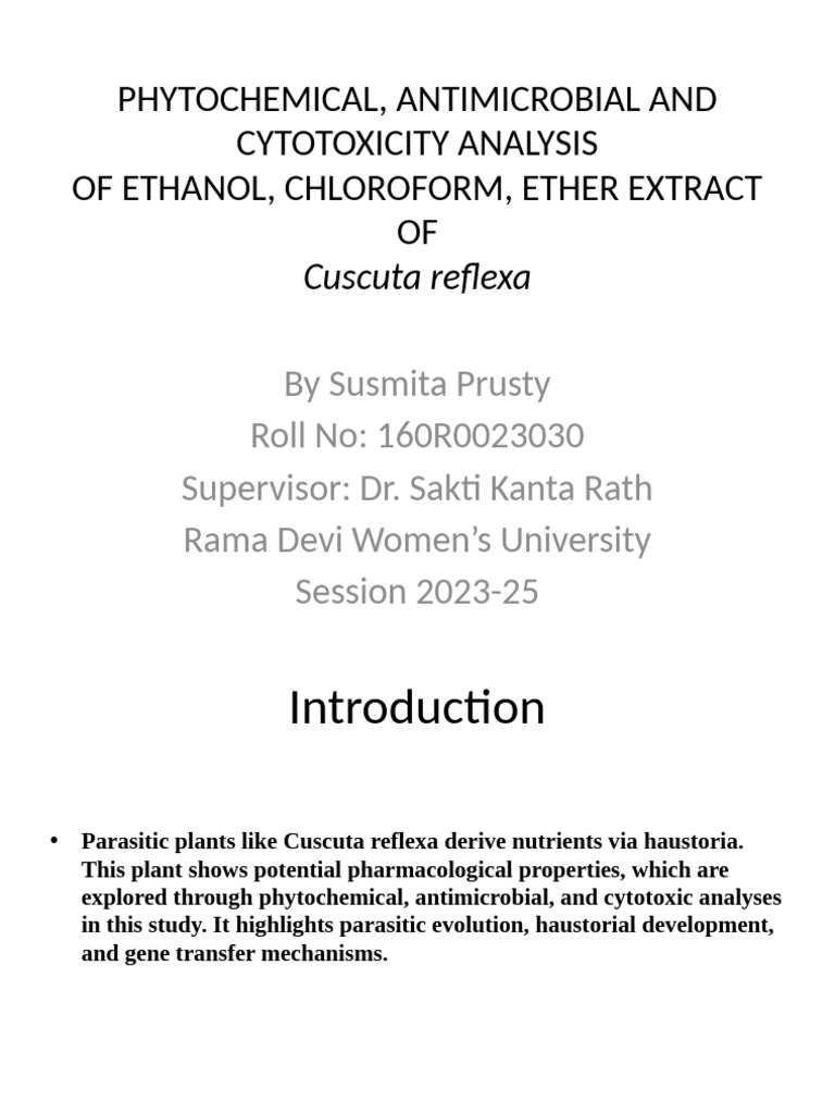 Final Cuscuta Reflexa Presentation | PDF | Plants | Alkaloid