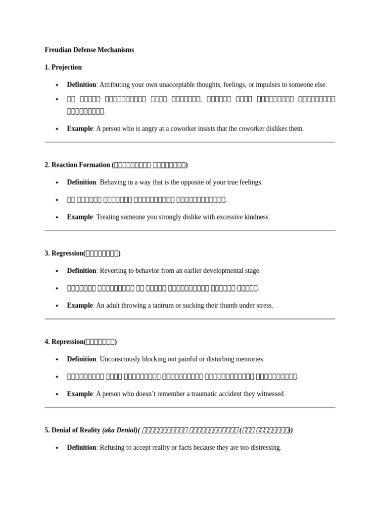 Freudian Defense Mechanisms | PDF
