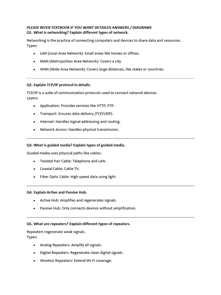 Networking Question Bank Solution | PDF | Computer Network | Internet ...