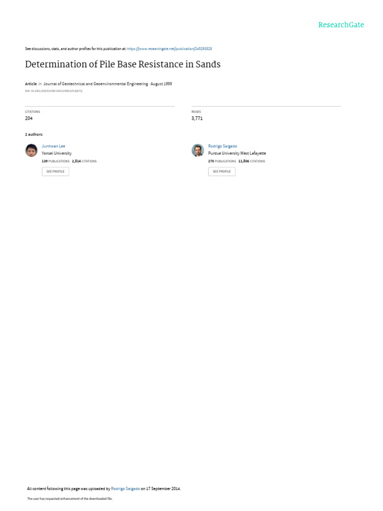 Determination of Pile Base Resistance in Sands | PDF | Young's Modulus ...