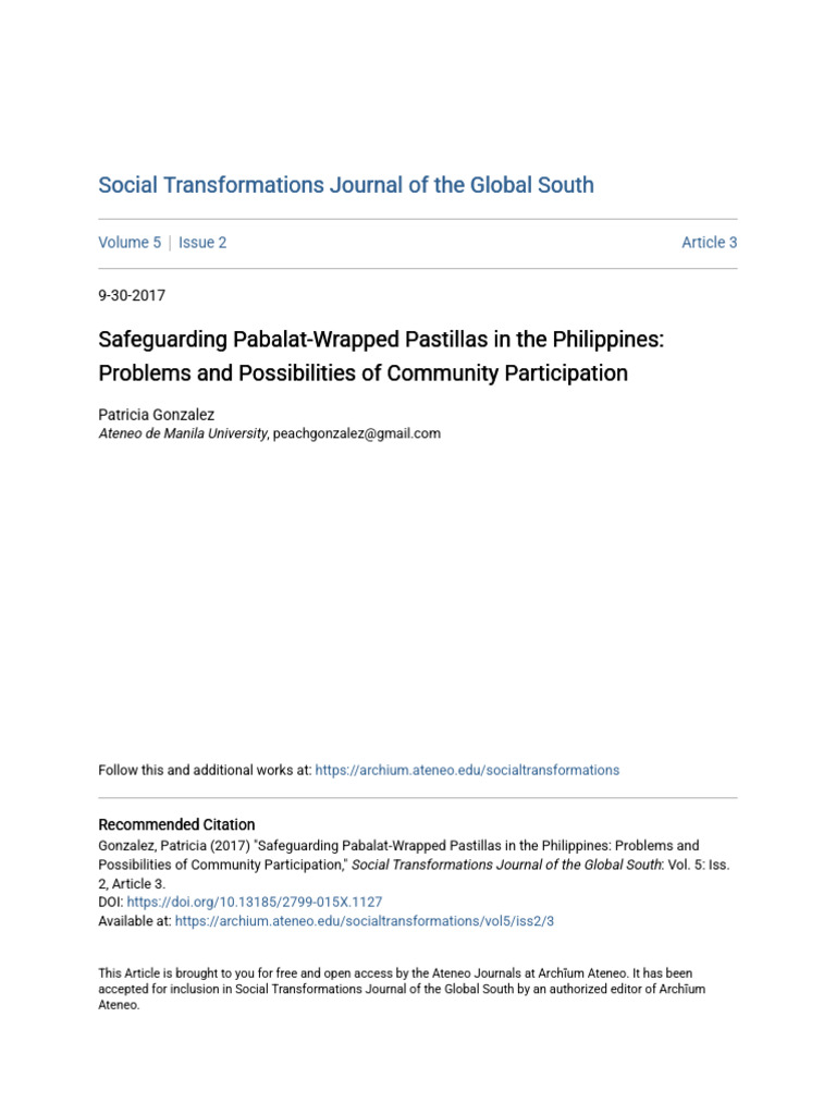 Safeguarding Pabalat-Wrapped Pastillas in the Philippines | PDF ...