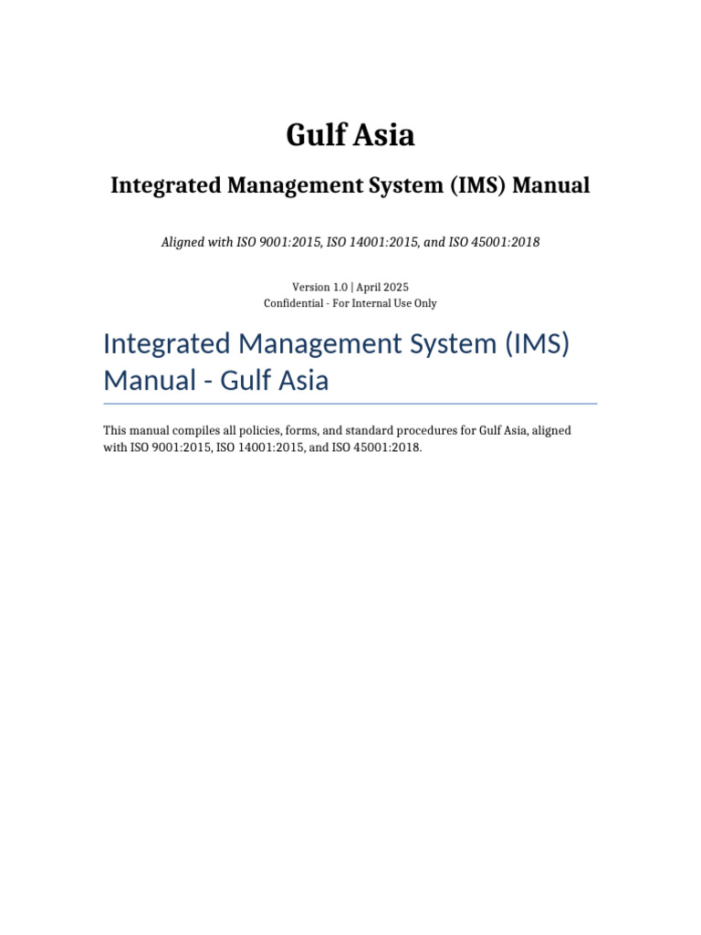Gulf_Asia_Complete_IMS_Manual_Styled | PDF | Occupational Safety And ...