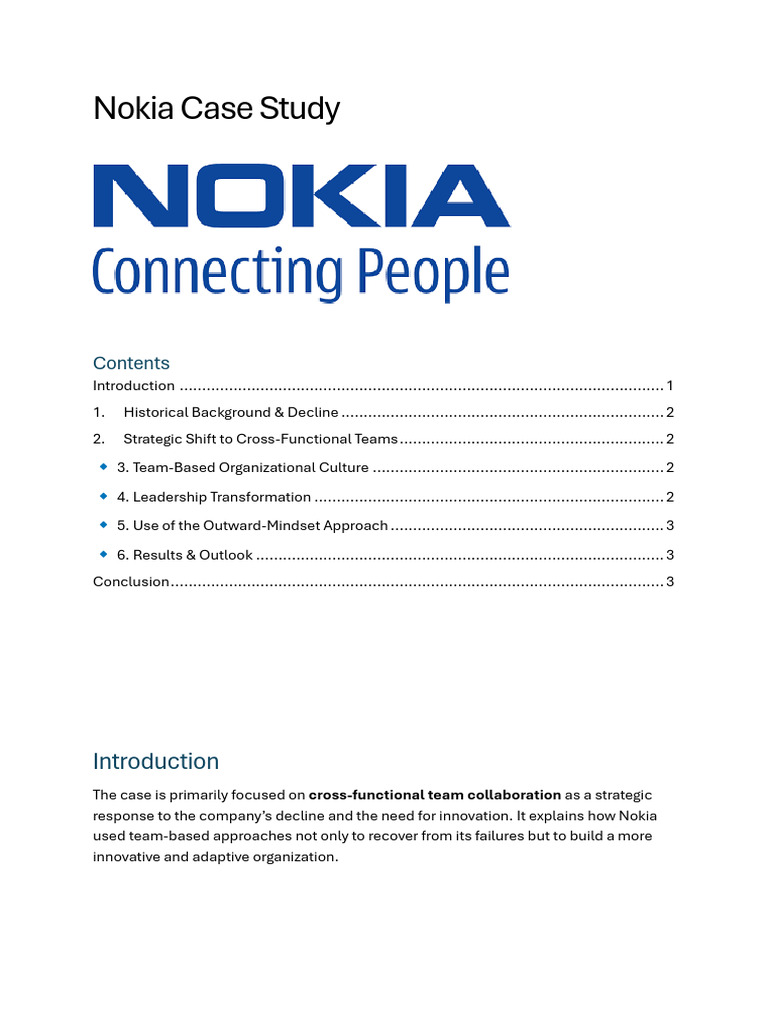 NokiaCaseStudy Dhananjay | PDF | Nokia | Leadership