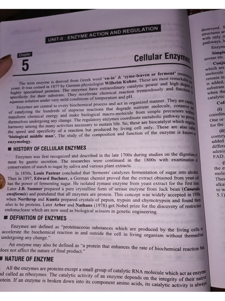 Chapter =5 Cellular Enzymes | PDF