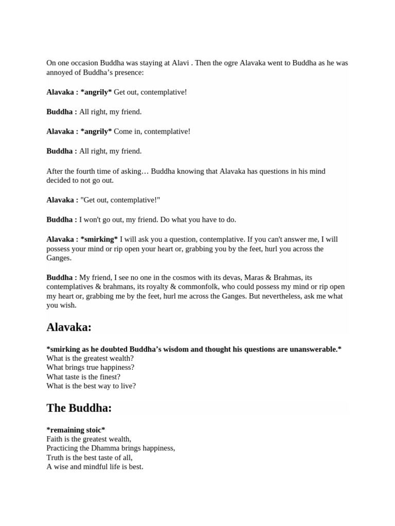 Buddha and Alavaka Dialogue | PDF