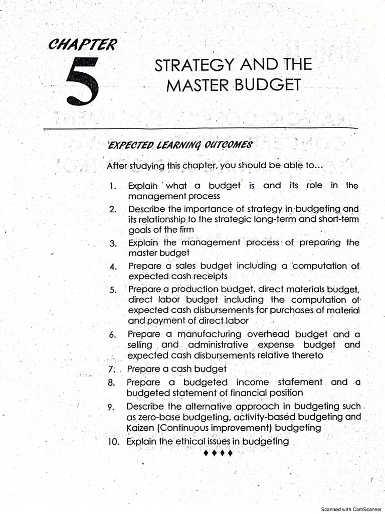 Chapter 5 (Strategy and Master Budget) | PDF