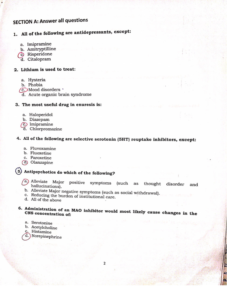 Pharmacology 2 With Answers 20190309114153 | PDF