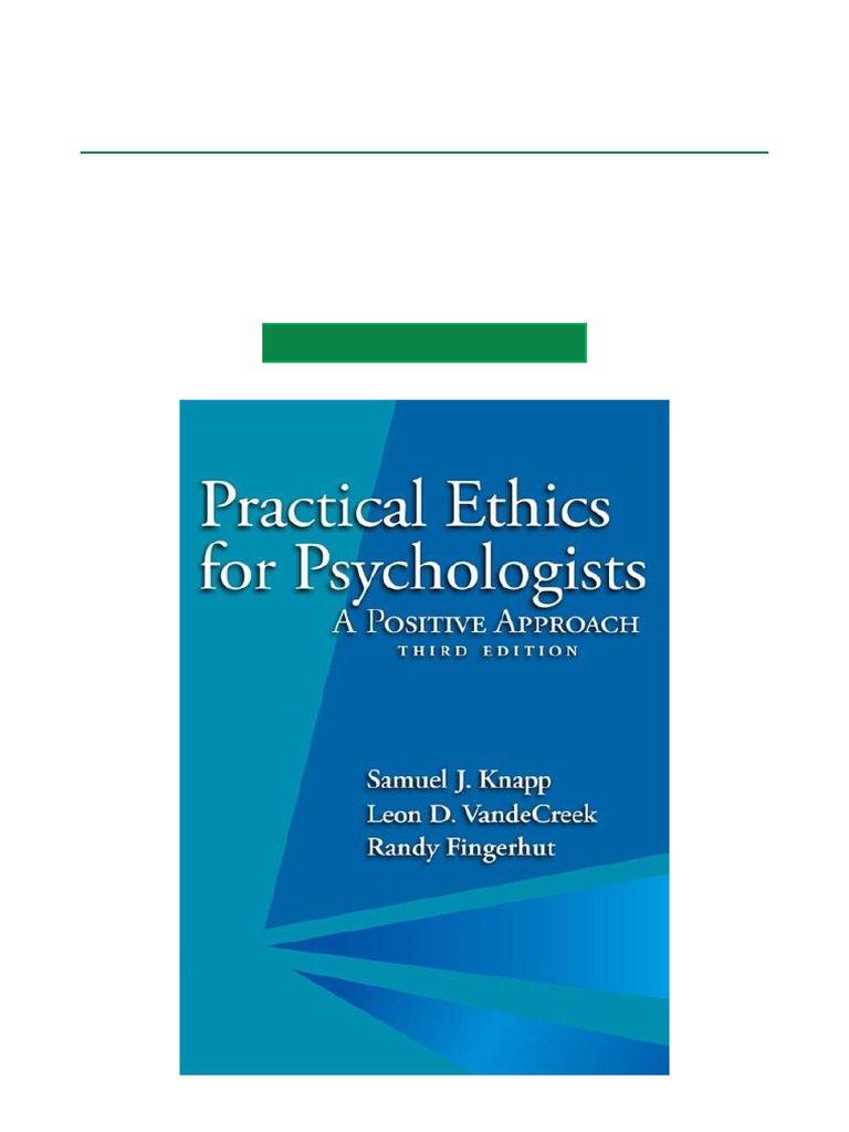 Practical Ethics for Psychologists, 3rd Ed. | PDF | American ...