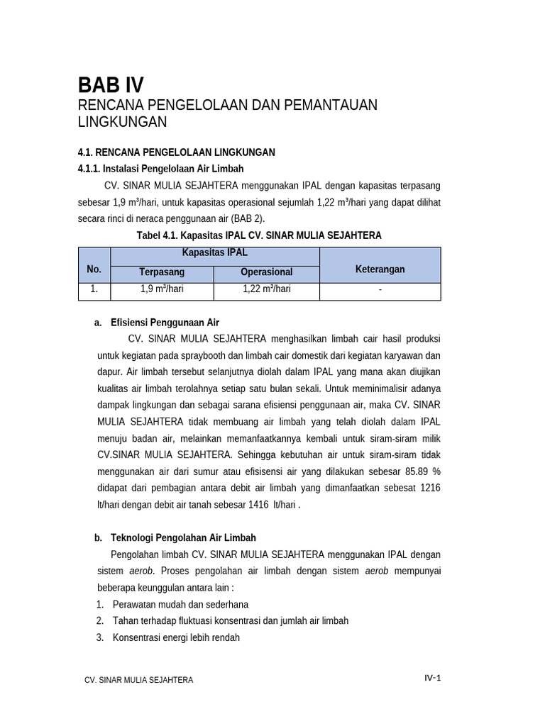 5. BAB IV RENCANA PENGELOLAAN DAN PEMANTAUAN LINGKUNGAN edit | PDF
