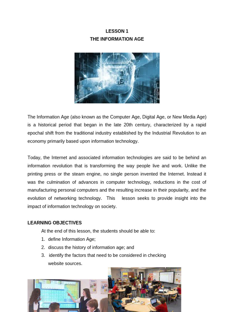 LESSON 1 - The Information Age | PDF | Desktop Computer | Personal ...