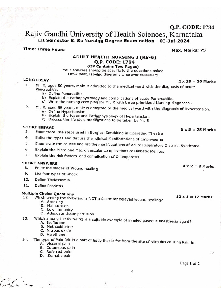 3rd Sem Question Paper | PDF