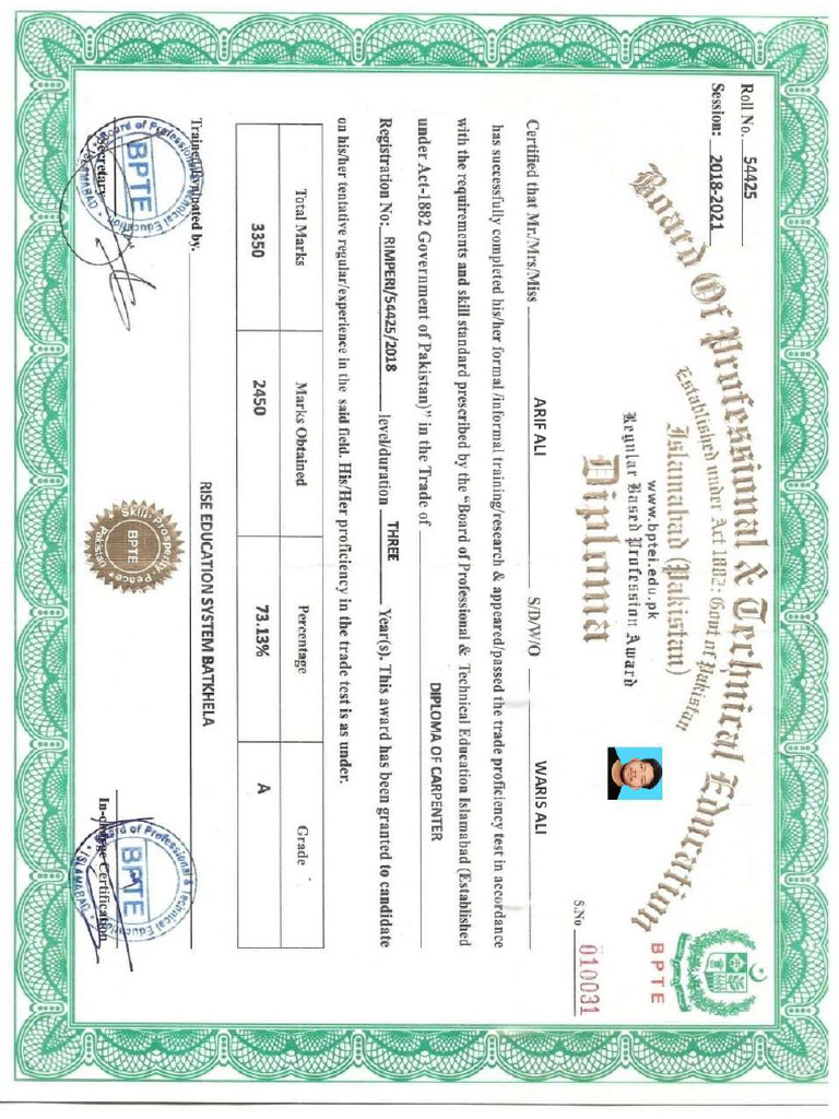 Diploma of Carpenter | PDF