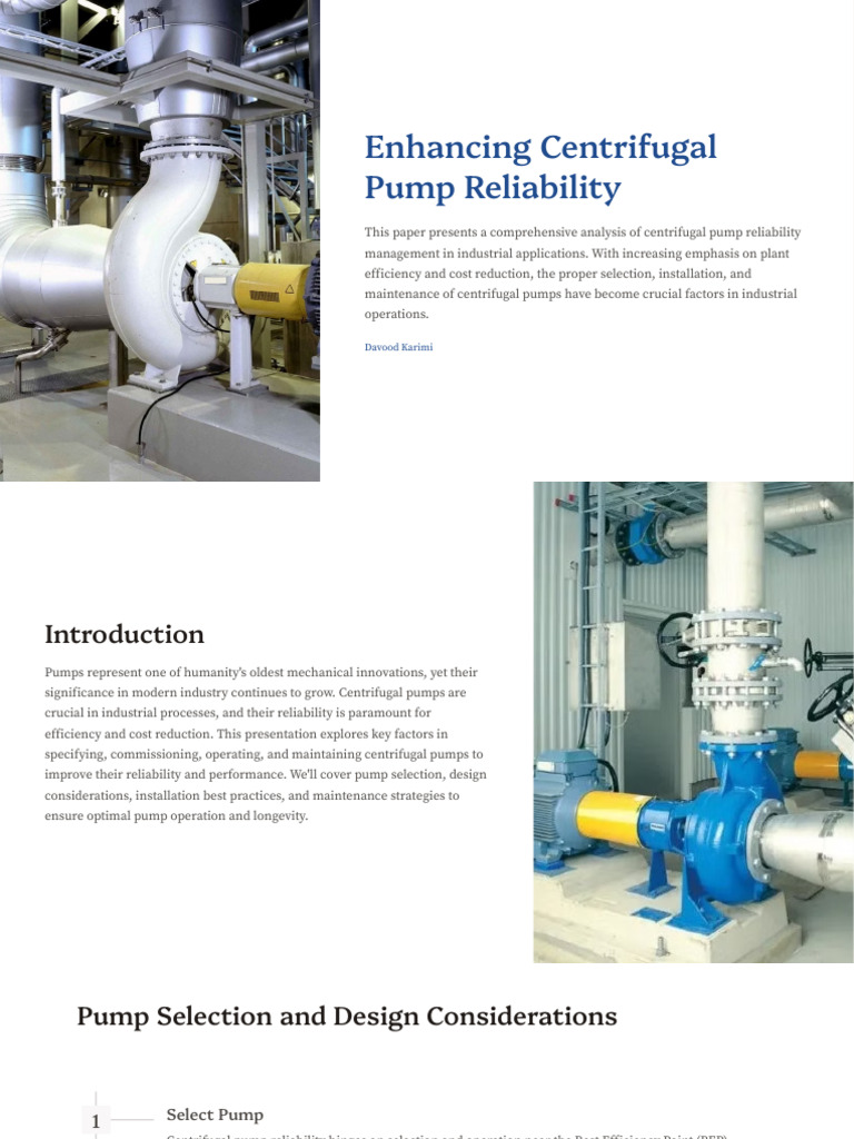 Enhancing Centrifugal Pump Reliability | PDF | Pump | Reliability Engineering