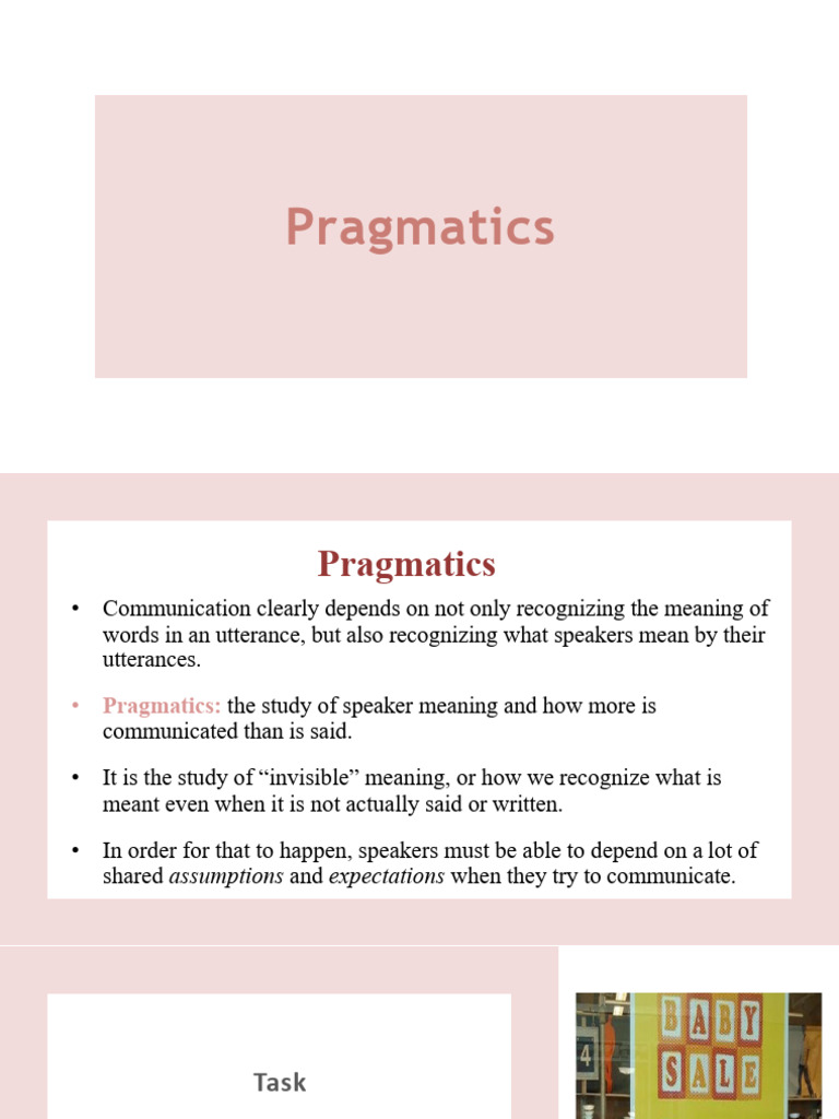 Unit 10 Pragmatics-Part1 | PDF | Pronoun | Semantics