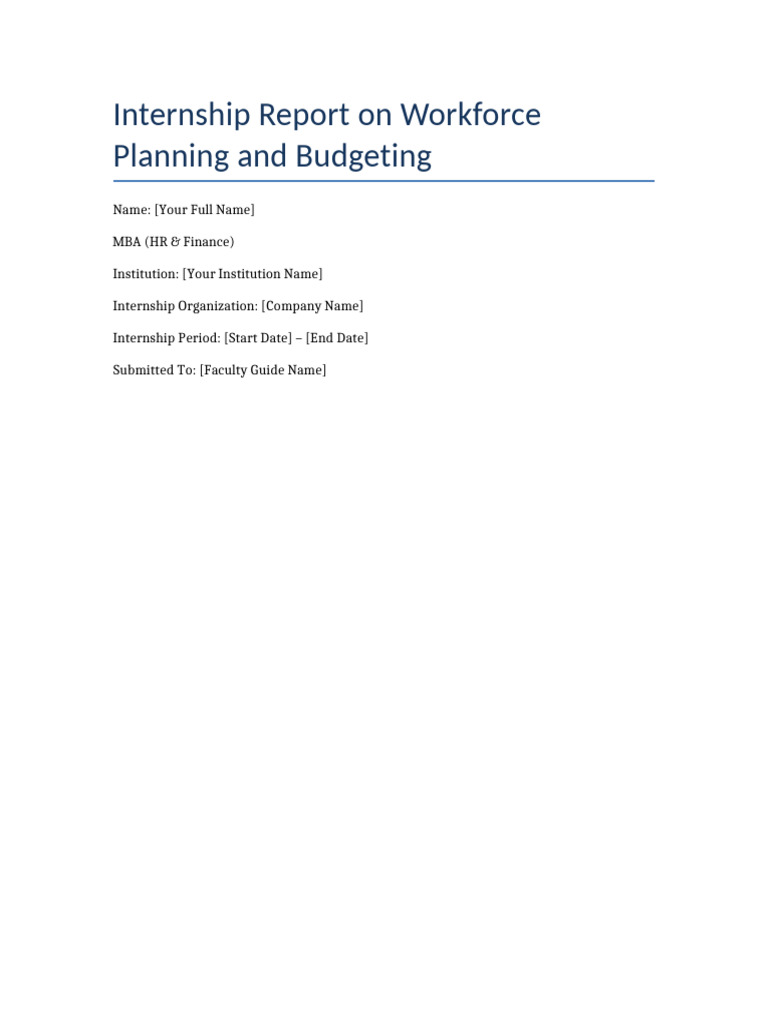 Internship Report: Workforce Planning & Budgeting | PDF | Employee ...