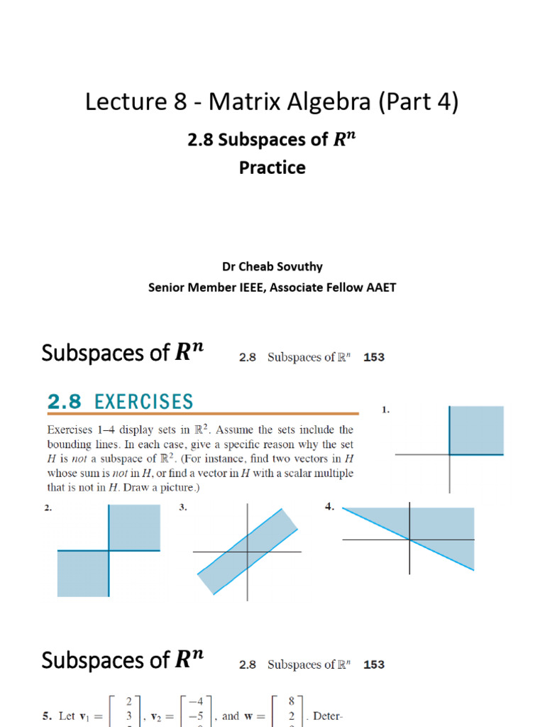 Lecture 8 Matrix Algebra (Part 4) - Practice | PDF