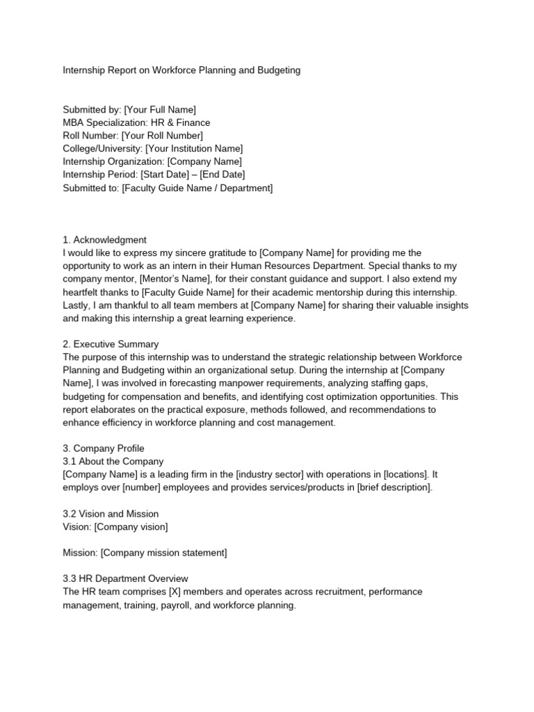 Internship Report On Workforce Planning and Budgeting | PDF | Human ...