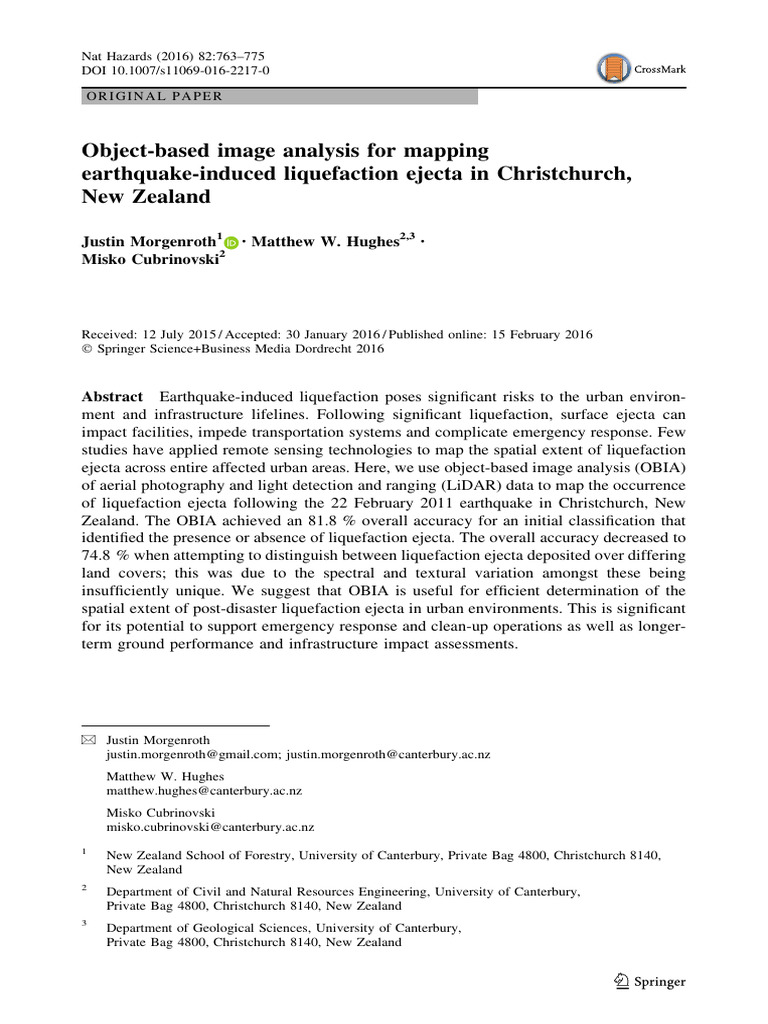 Object-Based Image Analysis For Mapping Earthquake-Induced Liquefaction ...